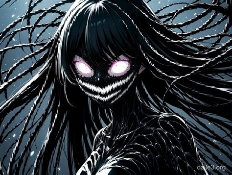Hoshino Ai Symbiote Fusion Revealing Uncovered Face Dalle3 Ai
