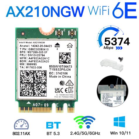 Wifi E Intel Ax Ngw Dual Band G G Ghz Ax Mbps Ax Bluetooth Wireless M