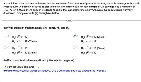 Solved Test The Claim About The Population Variance σ2 At