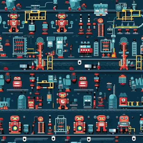 Premium Photo Pixel Pattern Robot Factory