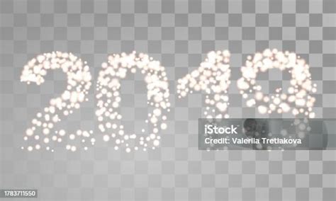 투명한 배경의 조명에서 조명 된 숫자 2019 메리 크리스마스 포스터입니다 휴일 디자인 장식 벡터 일러스트 레이 션입니다 겨울에 대한 스톡 벡터 아트 및 기타 이미지