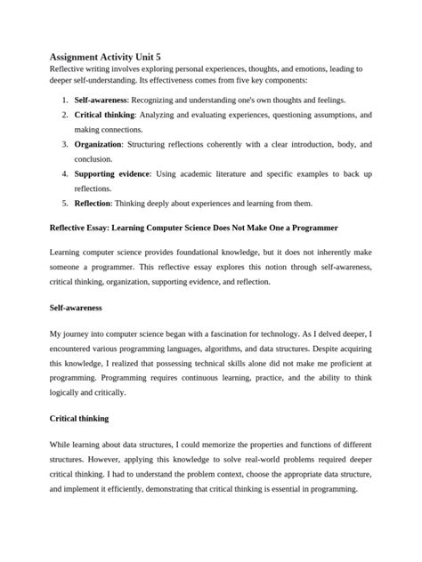 Engl 1102 Assignment Activity Unit 5 Pdf Thought Critical Thinking