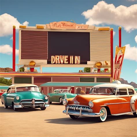 Premium Photo 1950sstyle Drivein Theaters With Classic Movies On The
