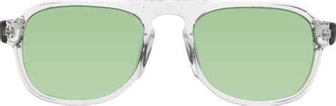 Clear Retro Vintage Grandpa Aviator Tinted Sunglasses With Medium Green
