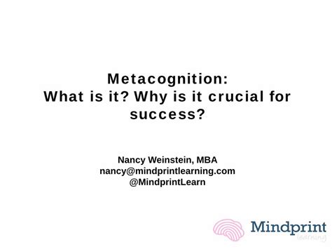 Pdf Metacognition What Is It Why Is It Crucial For Success