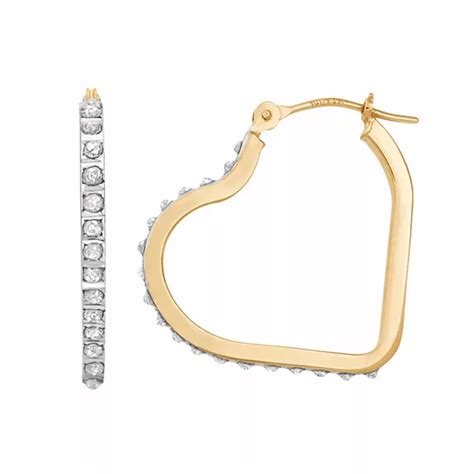 Diamond Fascination 14k Gold Diamond Accent Heart Hoop Earrings