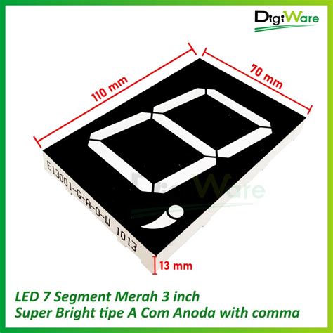 Jual 7 Segment Merah 3 Inch Super Bright Com Anoda With Comma Kota