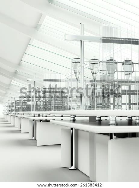 깨끗하고 현대적인 흰색 실험실 3d 렌더링 스톡 일러스트 261583412 Shutterstock