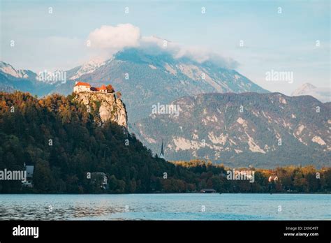 Bled Castle Perched Atop A Lakeside Cliff At Lake Bled Slovenia