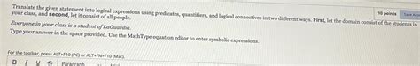 Answered 10 Points Save Answ Translate The Given Statement Into Kunduz