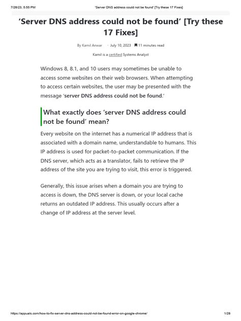 Server Dns Address Could Not Be Found Try These 17 Fixes Pdf