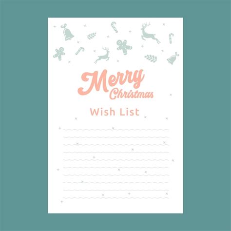 Página De La Lista De Deseos De Feliz Navidad Vector Premium