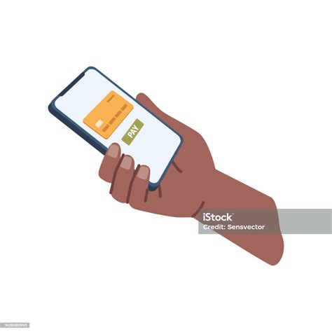 Nfc 기능이있는 스마트 폰은 상점과 상점에서 지불 할 수 있습니다 비접촉식 지불 방법 현대 가제트 및 금융 장치 플랫 만화