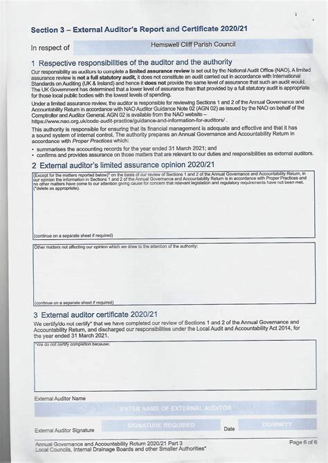 Internal Audit Report 2020 2021 Hemswell Cliff Parish Council