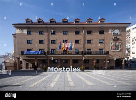 The facade of the Móstoles City Hall on February 1 2024 in Móstoles