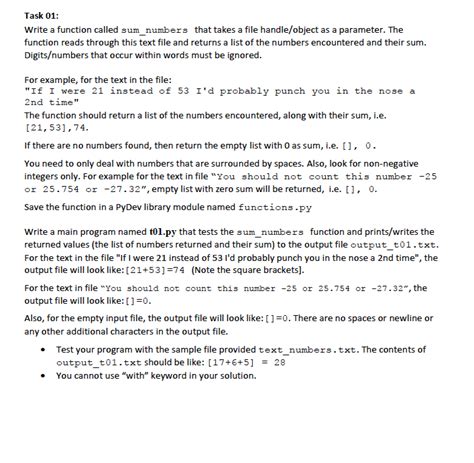 Solved The File Textnumberstxt Includes This Text I