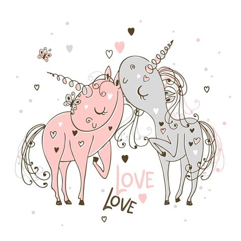 Unicorns In Love With Each Other 1638830 Vector Art At Vecteezy