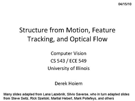 041510 Structure From Motion Feature Tracking And Optical