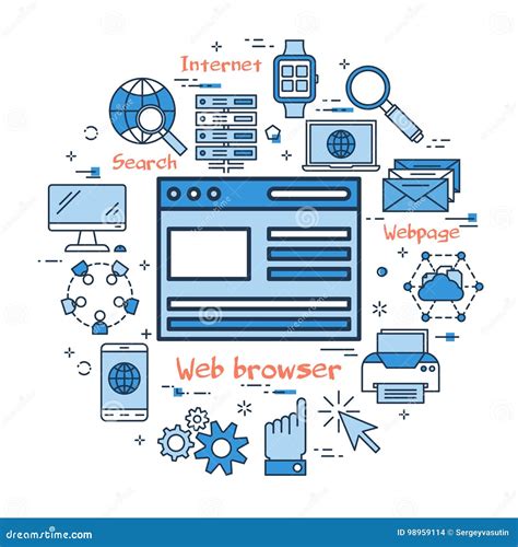 Blue Round WEB BROWSER Stock Vector Illustration Of Browser 98959114