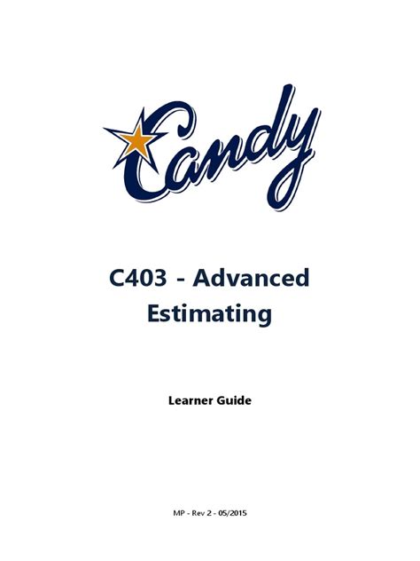 Mastering Advanced Estimating Tools In Candy Estimating Software Pdf Variable Mathematics