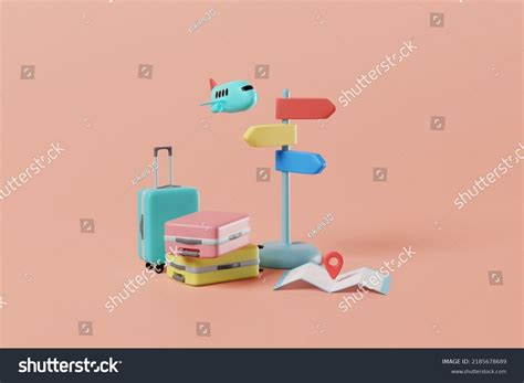 Travel Summer Vacation Concept Map Direction Stock Illustration