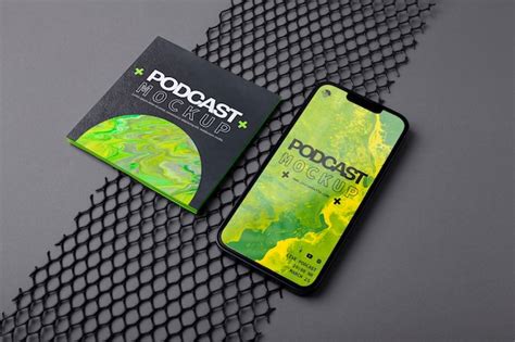 Premium Psd Mock Up For Podcast Elements With Information