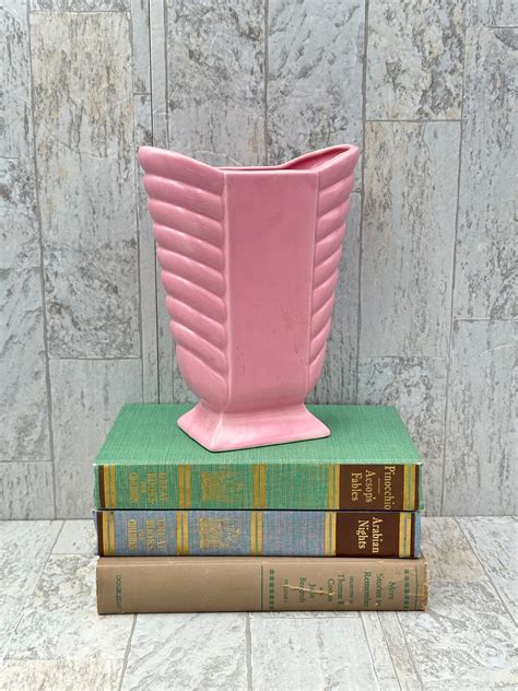 Vintage Pink Vase Ceramic Pottery Made In Usa Collectible Etsy