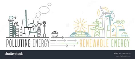 Green Power Production Future Ecological Powerplant Stock Vector