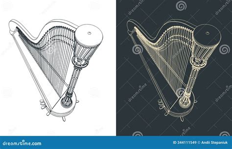 Harp Classical Instrument Illustrations Stock Vector Illustration Of