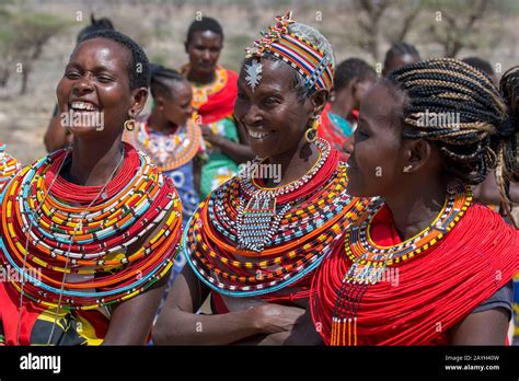 Samburu Tribes Women In Traditional Clothing At A Samburu Village Near