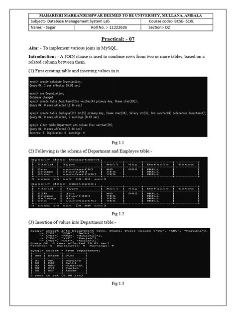 Dbms Practical 7 Pdf Table Database Data