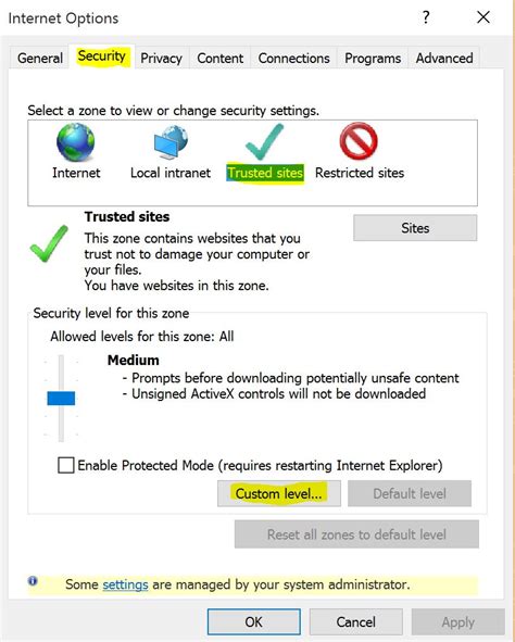 Opening Trusted Site