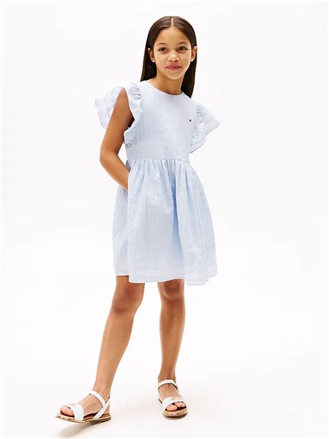Strukturiertes Fit And Flare Kleid Blau Tommy Hilfiger