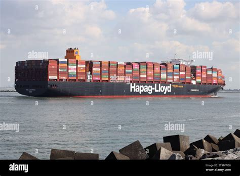 The Container Ship Manila Express Arrives At The Port Of Rotterdam On