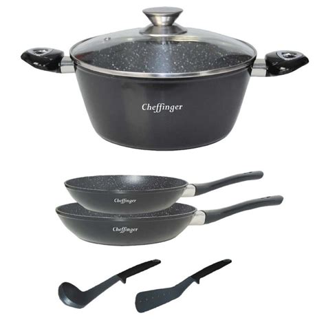 Cheffinger Topf Set 6 Tlg Kochtopf Set Topf Pfanne Küchenhelfer Deckel
