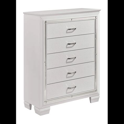 Allura Leatherettefaux Alligator Led Panel Bedroom Set White By