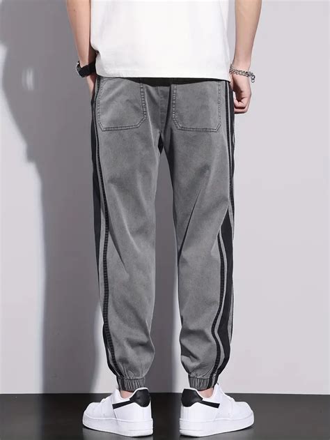 Patched Mens Casual Color Block Drawstring Cropped Pants Temu United