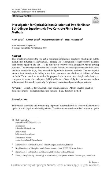 Investigation For Optical Soliton Solutions Of Two Nonlinear Schrödinger Equations Via Two