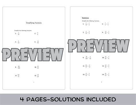 Simplifying Fractions Worksheet No With Answers Teaching Resources