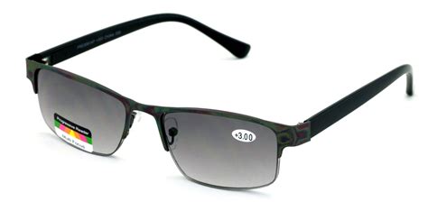 Metal Rectangular No Line Progressive Trifocal Sunglasses Reading