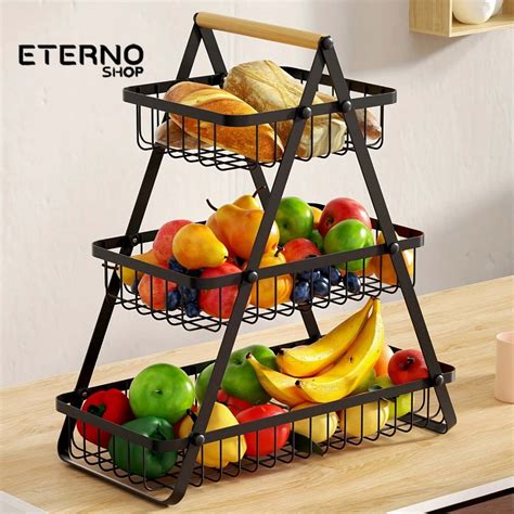 Fruteira De Mesa Premium Aramado 2 Ou 3 Andares 33cm Ou 47cm Altura