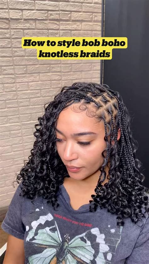 How To Style Bob Boho Knotless Braids Boho Hairstyles Bob Braids