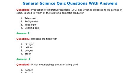 Class 8th Science Quiz Questions With Answers Printable Templates Protal