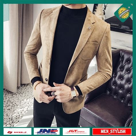 Jual Blazer Pria Casual Premium Deerskin Leather Jacket Blazer