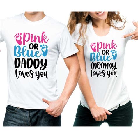 Gender Reveal Shirts Svg Pink Or Blue Mommy Loves You Dad Inspire