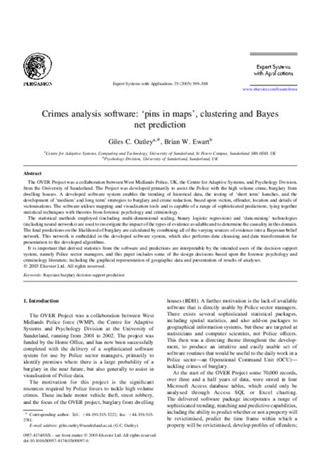 Pdf Crimes Analysis Software [] Pins In Maps Clustering And Bayes Net Prediction