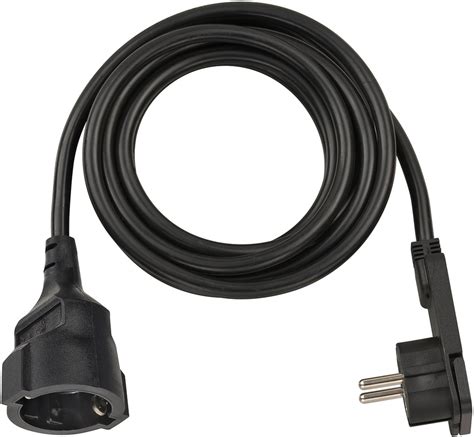 Cavi Di Prolunga Corti Con Spina Piatta Angolata 3m H05vv F3g15 Nero