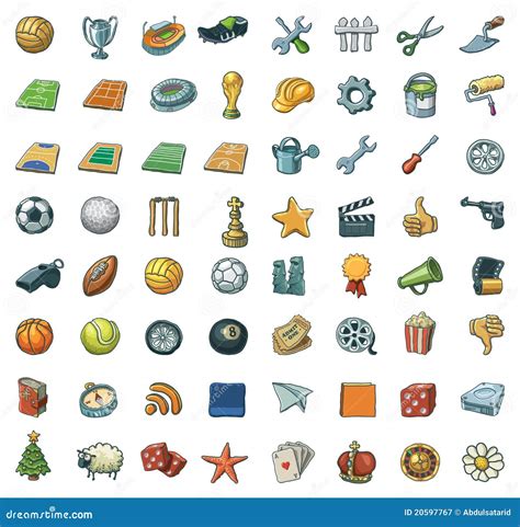 Freehand Assorted Icons Stock Illustration Illustration Of Icons