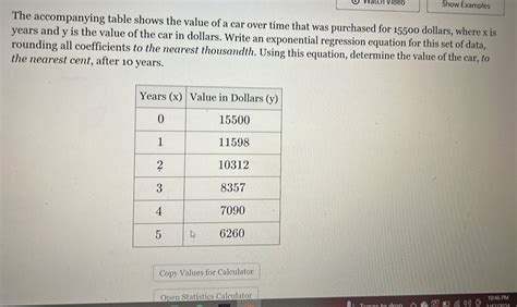 Solved Vátch Vídeo Show Examples The accompanying table shows the