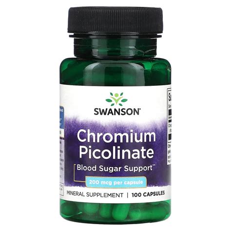 Swanson Picolinate De Chrome 200 µg 100 Capsules Parabioty